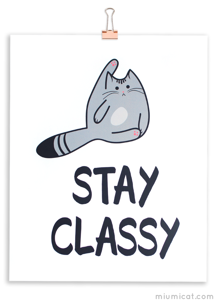 Stay Classy Cat Art Print – Miümi Cat